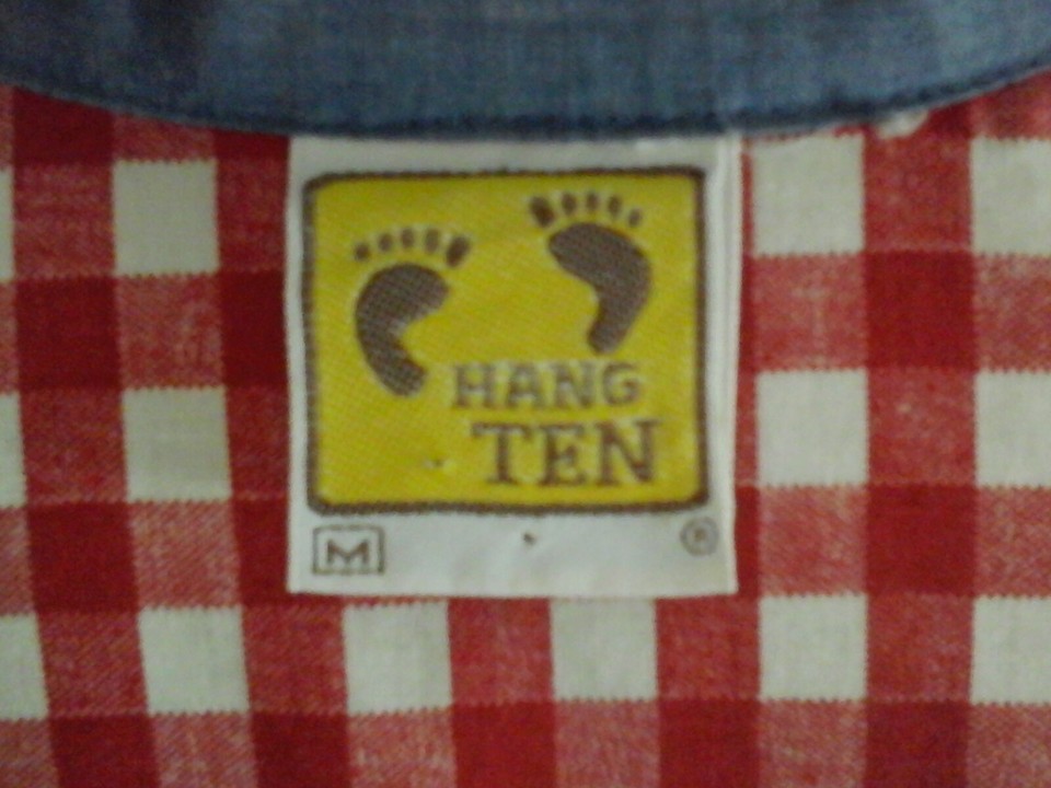 HANG TEN Vintage Light Jacket 70s 80s Blue Red Logo Snaps Surf Beach ...