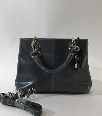 Wilson Gray Leather Handbag With Crossbody Strap | eBay
