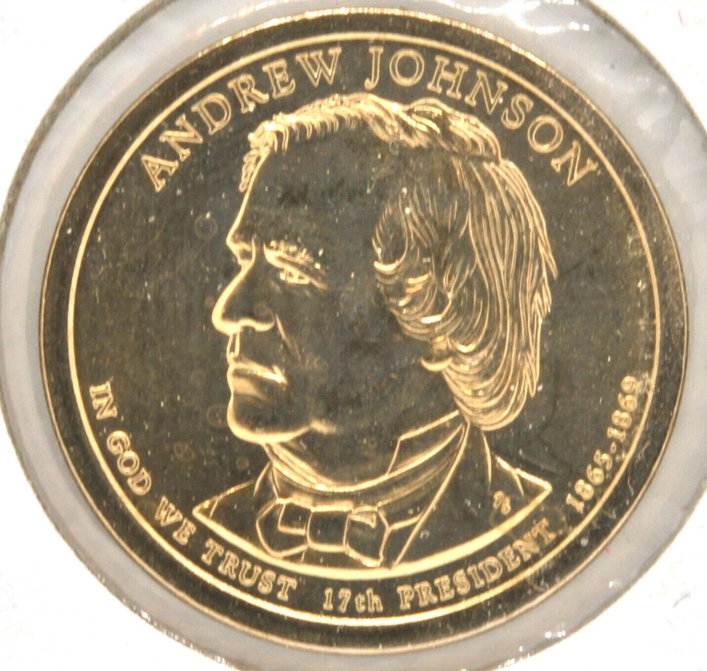 Single Andrew Johnson Face $1 Dollar Gold Piece 17th President ...