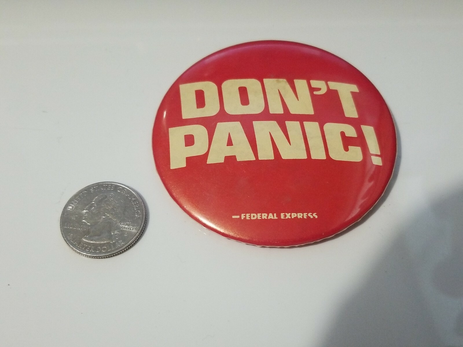 Vintage Don't Panic FEDEX Federal Express pin button pinback 3" | eBay