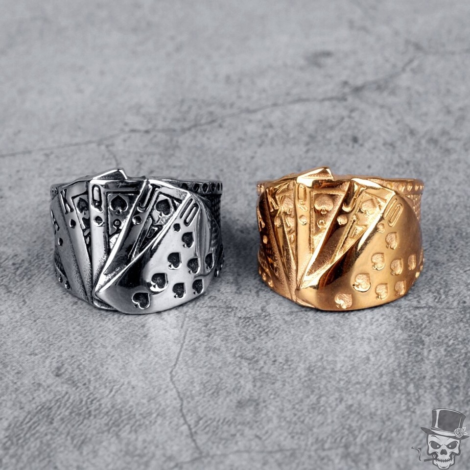 Sculpt Rings™ Poker Cards Punk Ring 316L Stainless Steel | Unique Men's ...