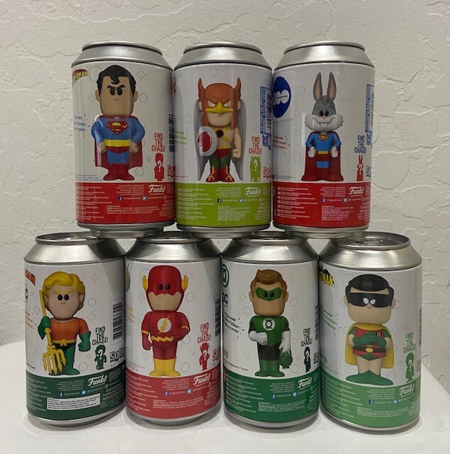 Funko Soda 7 Cans ALL DC Robin Superman Bugs Aquaman Hawkman The Flash ...