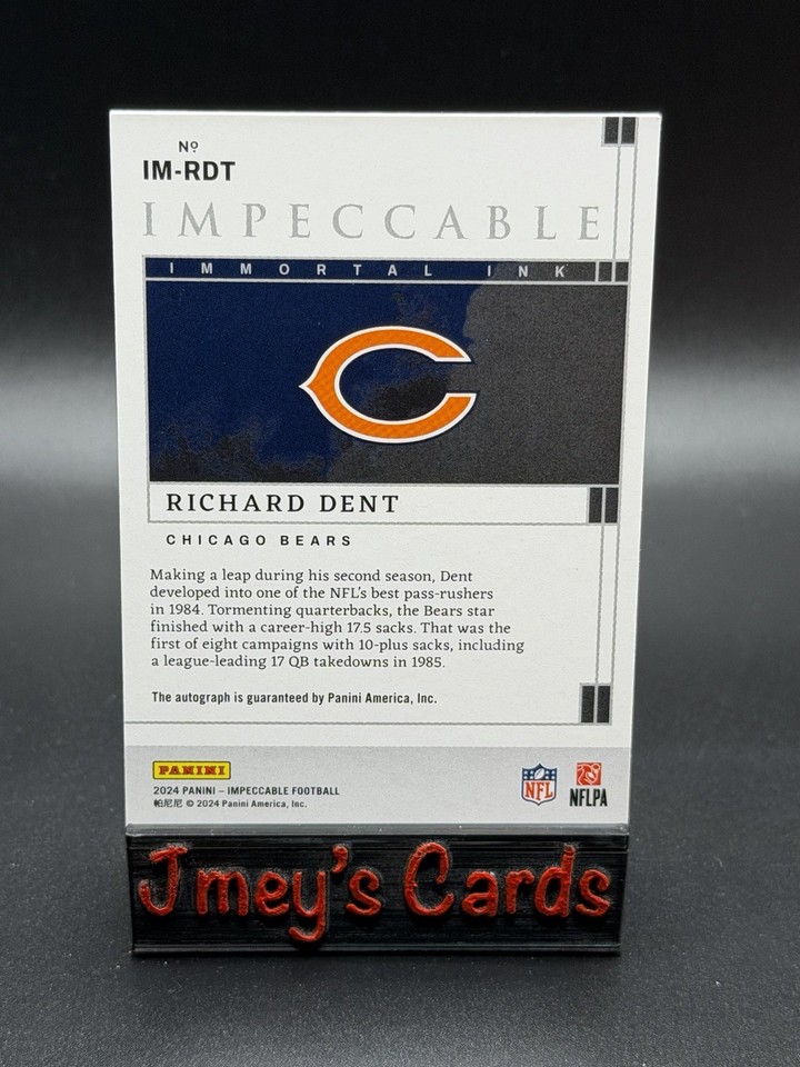 2024 Richard Dent Impeccable Immortal Ink On Card Auto /75 NFL Chicago ...