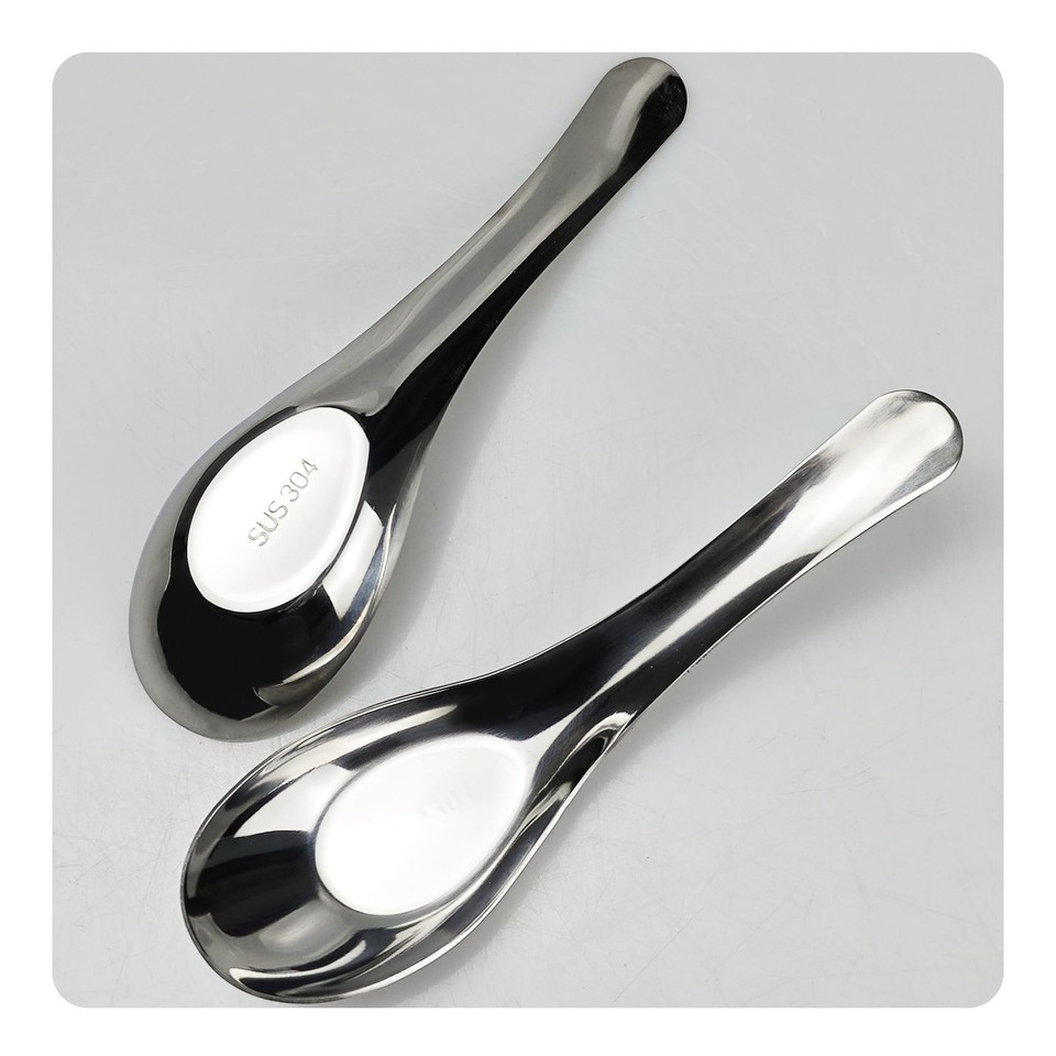 2PCS 5.5” Stainless Steel Soup Spoons, Mirror Polished Long Handle ...