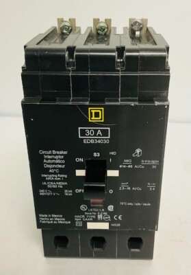 EDB34030 Square D Circuit Breaker 30A 480V 3P New out of box Free ...