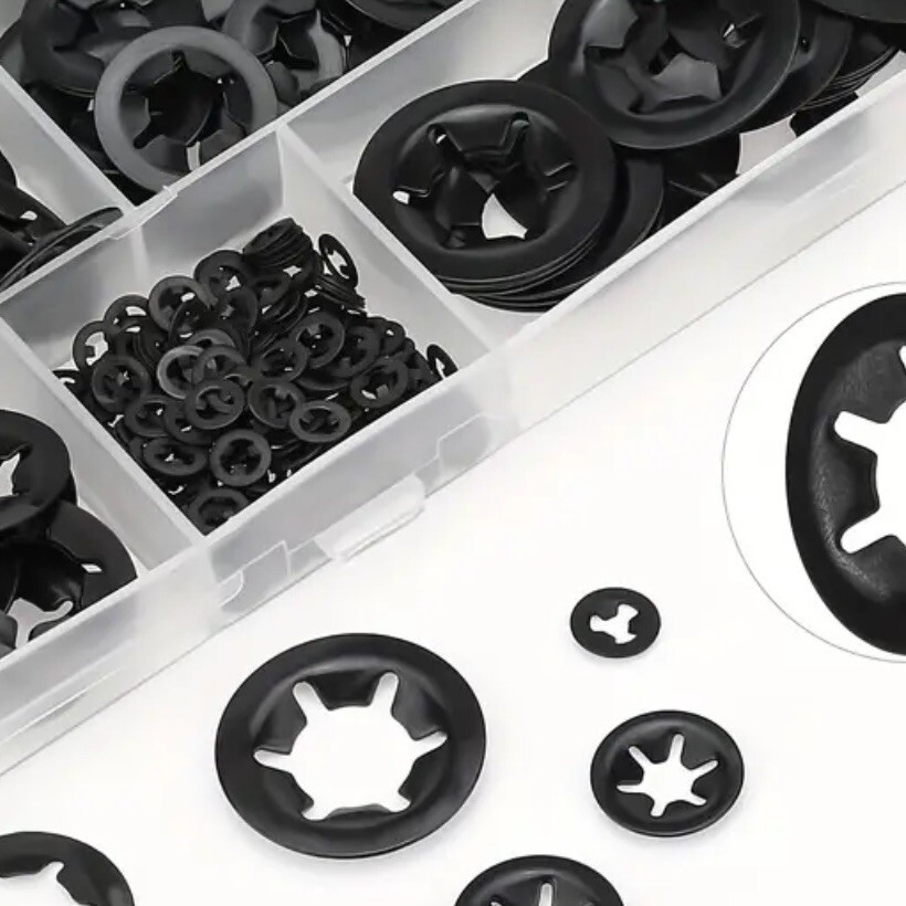 10 Pce 3mm Starlock Washers Spring Steel Star Retaining Push On Clips ...