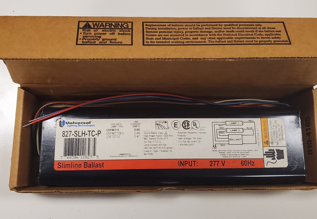 Lot Of 5 Universal Lighting Technologies 827-SLH-TC-P T12 277V Ballast ...