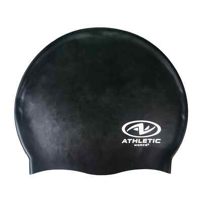 Athletic Works Adult Size Solid Black 100% Silicone Swim Cap New | eBay