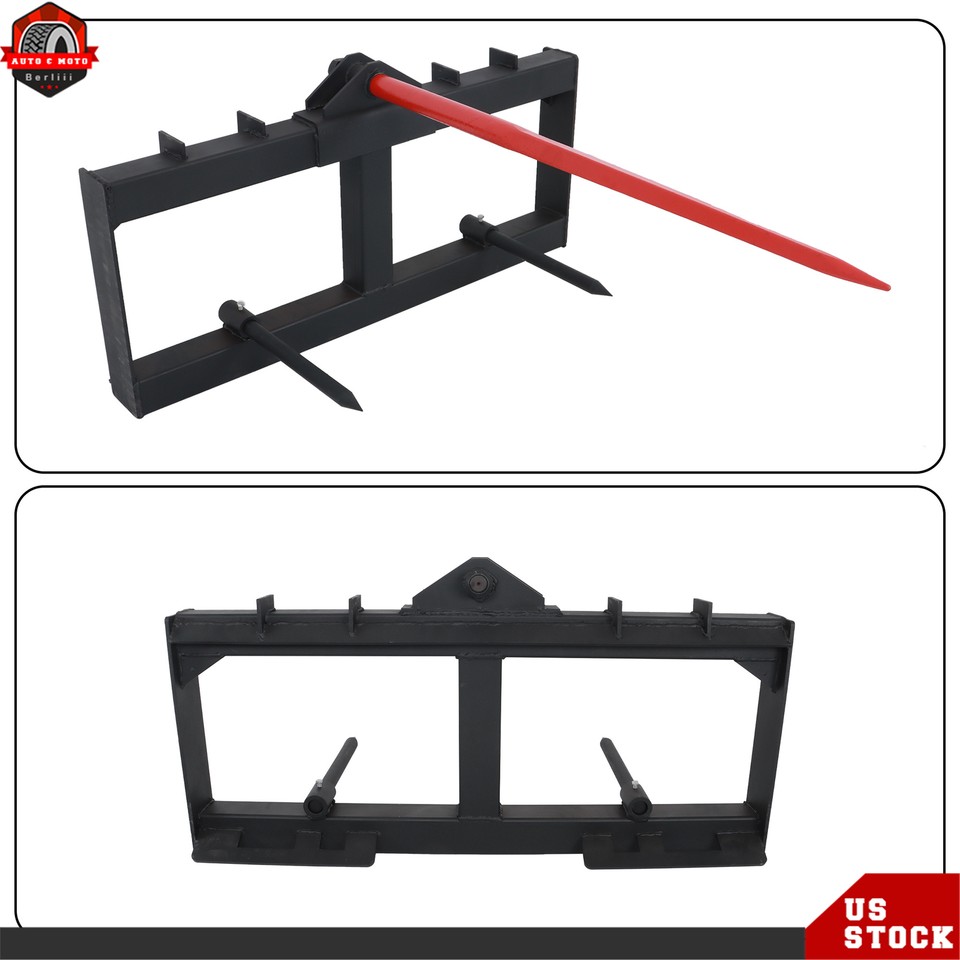 Tractor Loader Quick Tach 3000lb Heavy Duty Attach 49" Hay Bale Spear ...