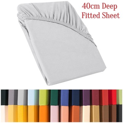 40cm Mattress Fitted Sheets Extra Deep Bed Sheet Single Double King ...