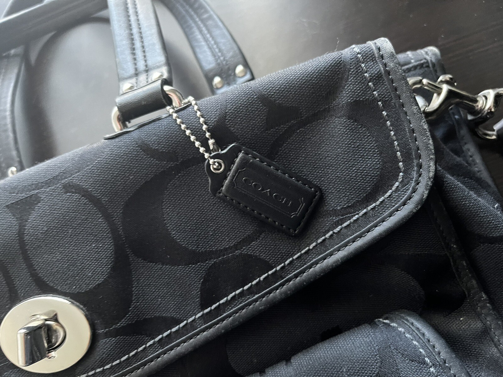 Coach Bag Authentic 12979 Hamptons Black Signature No F0869-12979 for ...