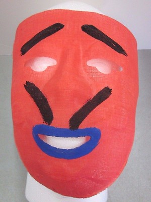 Vintage Cloth Halloween Mask Costume 1950's VGC Red Face Black Eyebrows ...