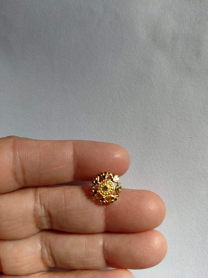 Gold Tone Nose Stud Pressing Nose Ring Piercing Indian Nose Pin Jewelry ...