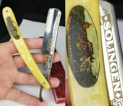 RARE antique straight edge razor vintage "NURNBERG" Solingen Schulze ...