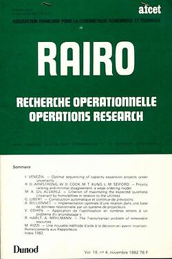 V168495 - Rairo. Recherche opérationnelle Vol. 16 n°4 - Collectif | eBay