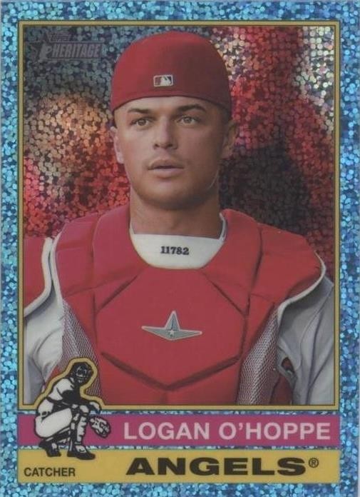 2025 Topps Heritage - Logan O'Hoppe #11 Chrome Light Blue Sparkle ...