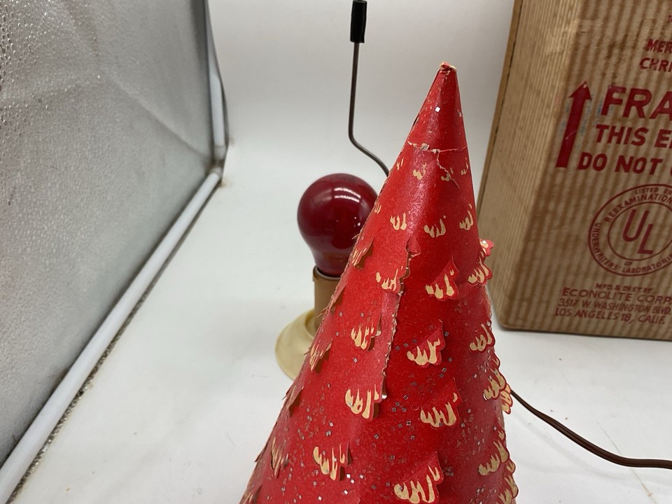 1952 Econolite Red Christmas Tree Motion Lamp Light Works! W Box 12 ...