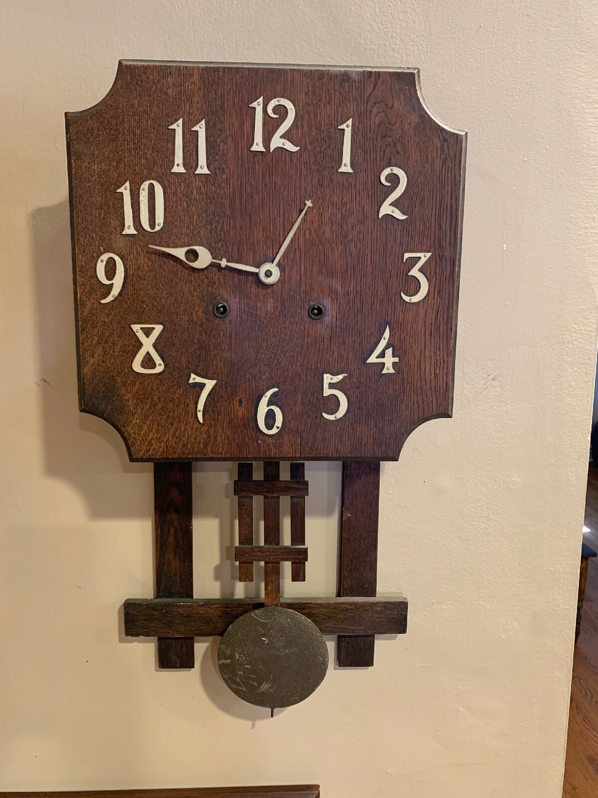 Antique OAK Arts + Crafts WALL CLOCK by National Clock & Mfg Co Chicago ...