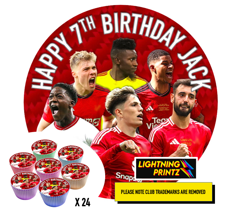 Manchester Man United Cupcake Toppers Personalised Edible Icing ...