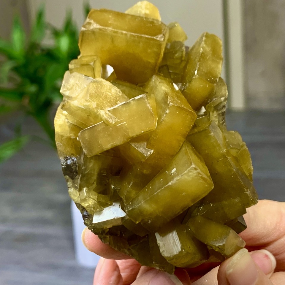 348G Shiny Golden Cuboid Barite Crystal Based on the Purple Spherical ...