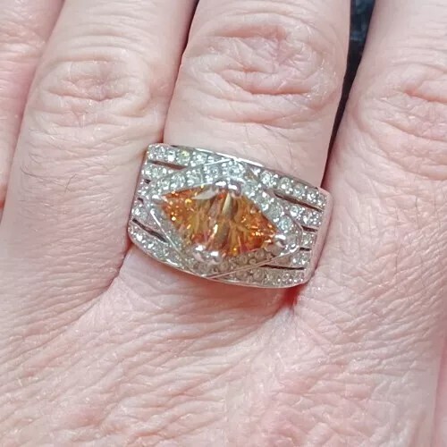 NEW! QVC Nolan Miller Sizes 7 & 8 Citrine Topaz Austian Crystal Rhodium ...