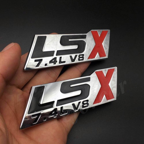 2pcs Chrome Metal LSX 7.4L V8 Engine Emblem Badge Sticker | eBay