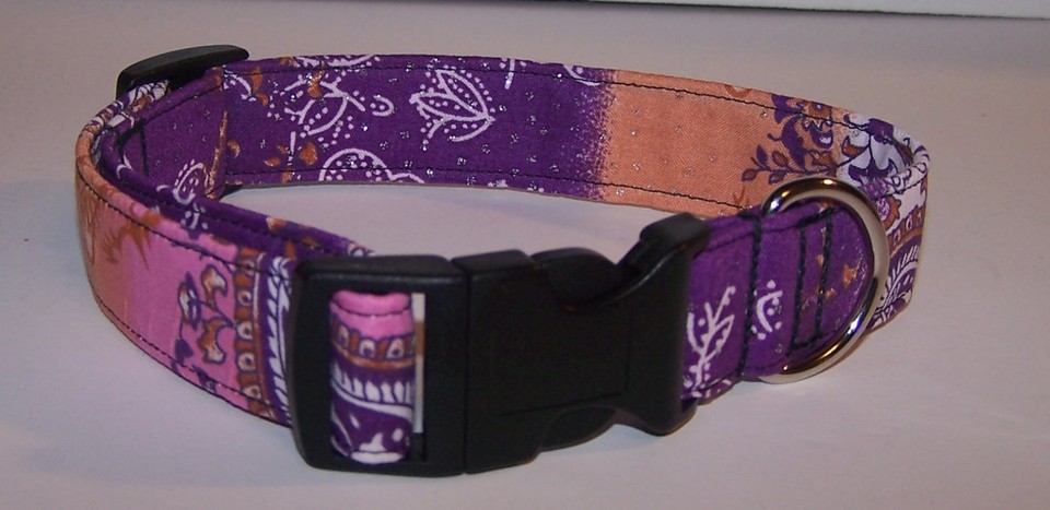 Wet Nose Designs Colorful Folksy Gypsy Dog Collar Purple Silver ...