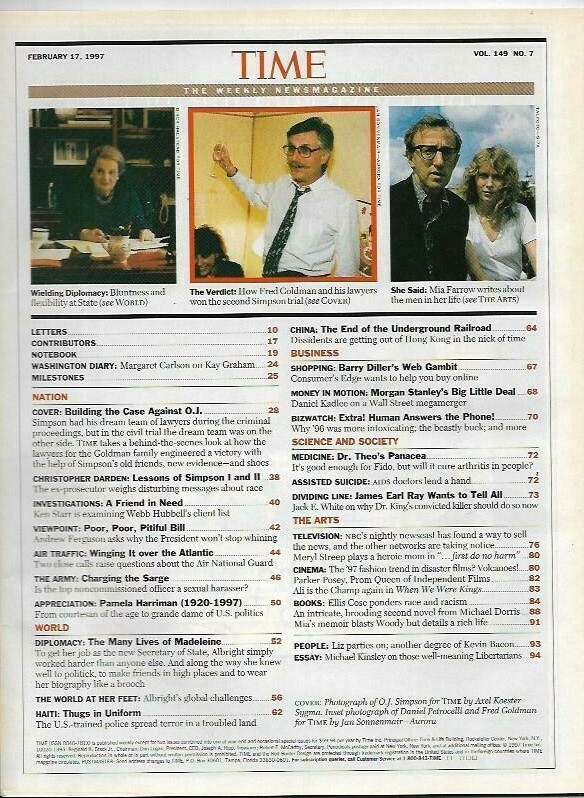 Time Magazine February 17, 1997-The Inside Story Of How O.J. Lost | eBay