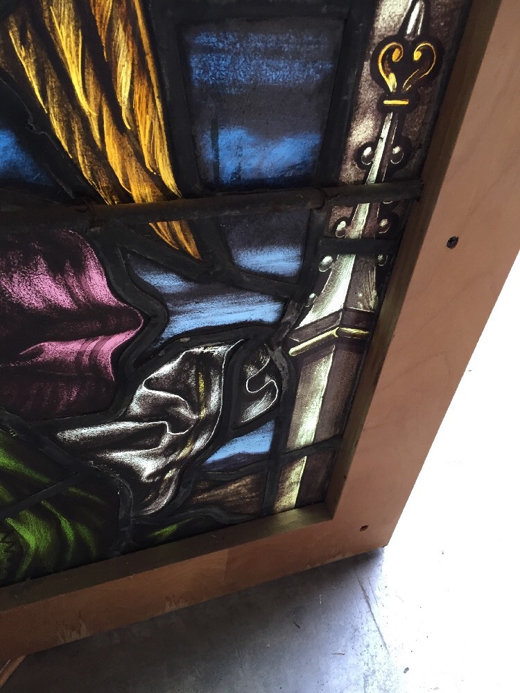 Sj 101 Antique Painted In Fired Heavenly Angel Window With Chalice | eBay