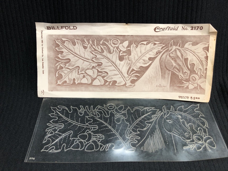Lot Craftaid Leather Carving Design Templates Billfolds Wallet Horses ...