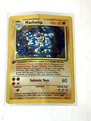 1st Edition Machamp 8/102 Holo Base Set Pokemon Card WOTC HP | eBay