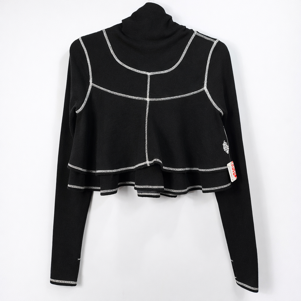 Free People Movement Black Cropped Hoodie Contrast Stitch Size S BNWT ...