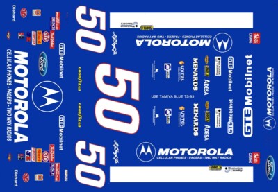 #50 AJ Foyt MOTOROLA 1995 Thunderbird 1/18th Scale Waterslide Decals | eBay