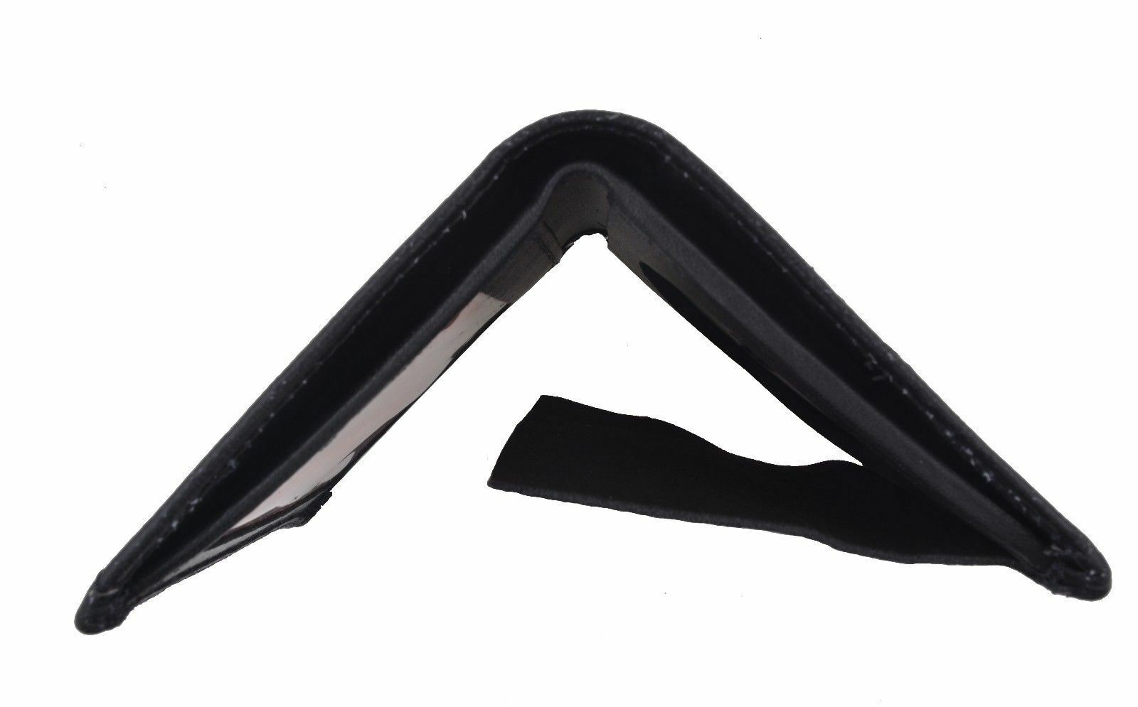 Leather Badge Holder Oval Shaped Genuine Leather Slim Thin Bifold ID ...