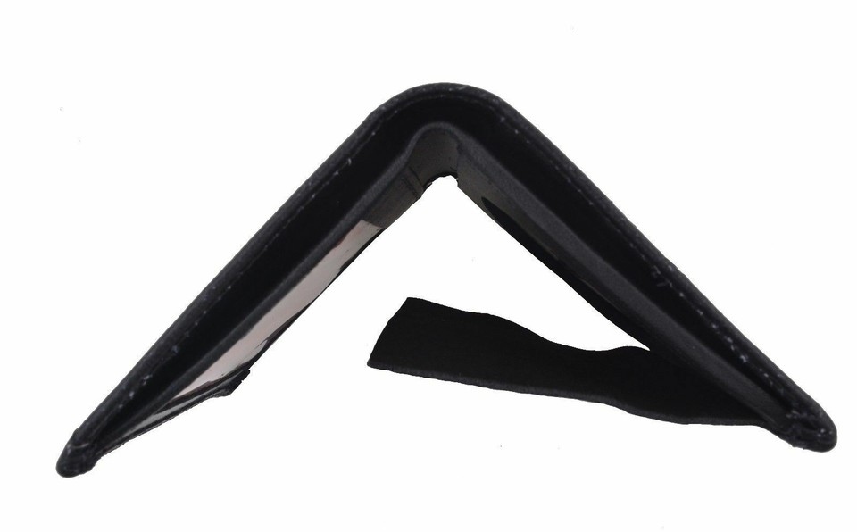 Leather Badge Holder Oval Shaped Genuine Leather Slim Thin Bifold ID ...
