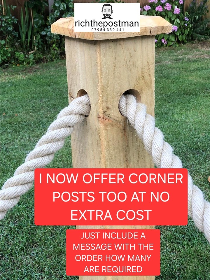Wooden Post and Rope Kit, Timber Picket Fence, Rope Barrier, No Dig ...