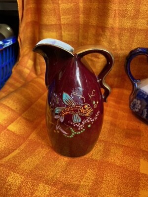 Crown Devon Fieldings Rouge Jug/Pitcher with Koi Carp decoration | eBay UK
