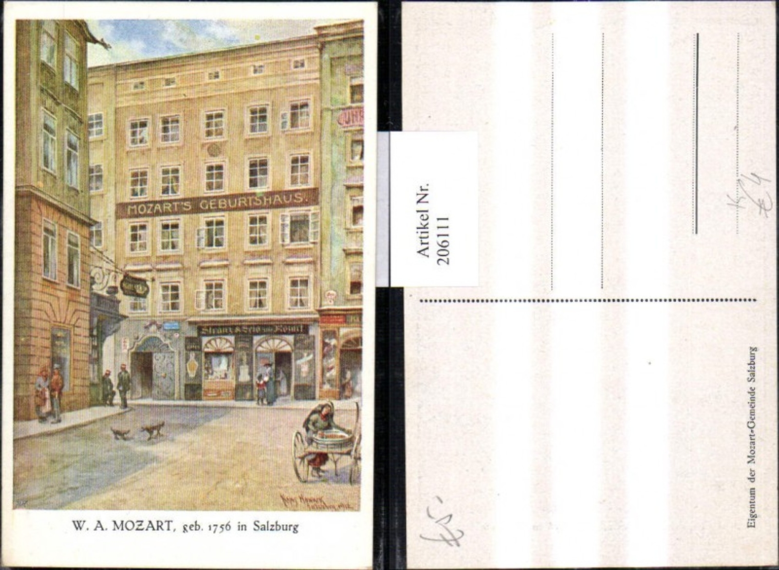 206111,Künstler AK Hans Nowack Salzburg Mozart Geburtshaus | eBay