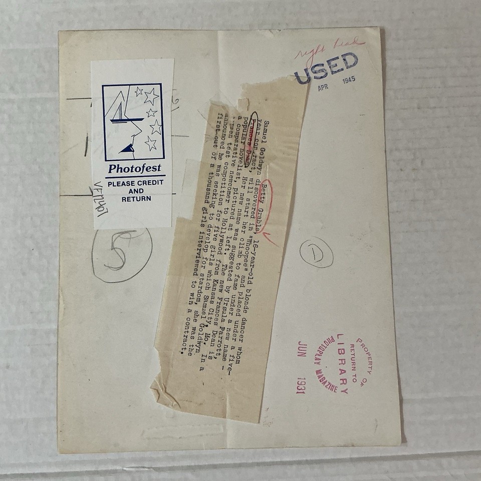 Early Betty Grable Frances Dean Name Debut Ursula Parrot Orig 1931 8x10 ...