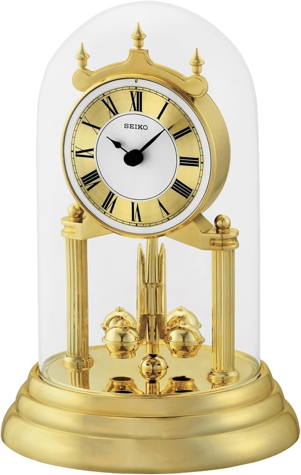 Elegant Gold Anniversary Clock | Rotating Pendulum | Silent Quartz ...