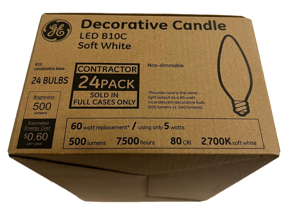 GE 24-Pack Decorative Candle LED B10C Soft White Light Bulbs w ...
