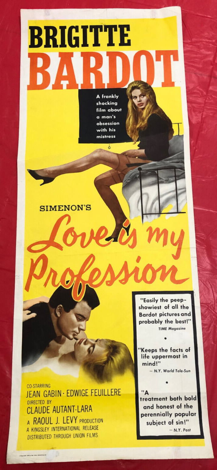 LOVE IS MY PROFESSION INSERT MOVIE POSTER 1959 BRIGITTE BARDOT JEAN ...
