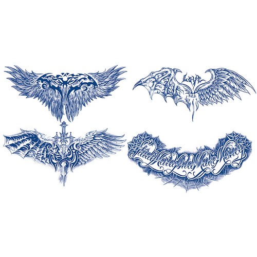 4Pcs Temporary Tattoos Waterproof Juice Ink Water Transfer Tattoos for ...