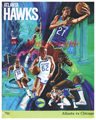 NBA 1970 Atlanta Hawks ART Game Program Cover REPRINT Color 8 X 10 ...
