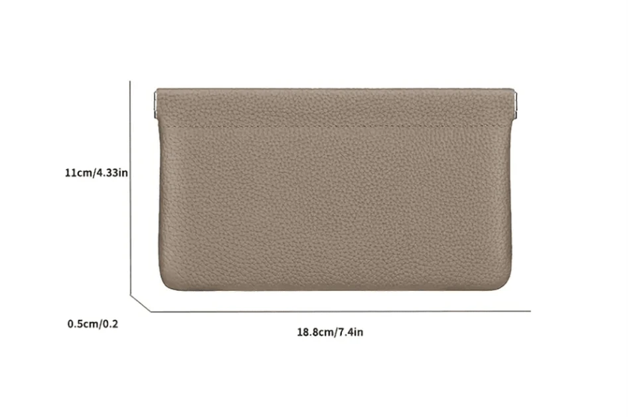 1pc Genuine Leather Long Wallet – Self‑Closing Passport & Card Holder ...