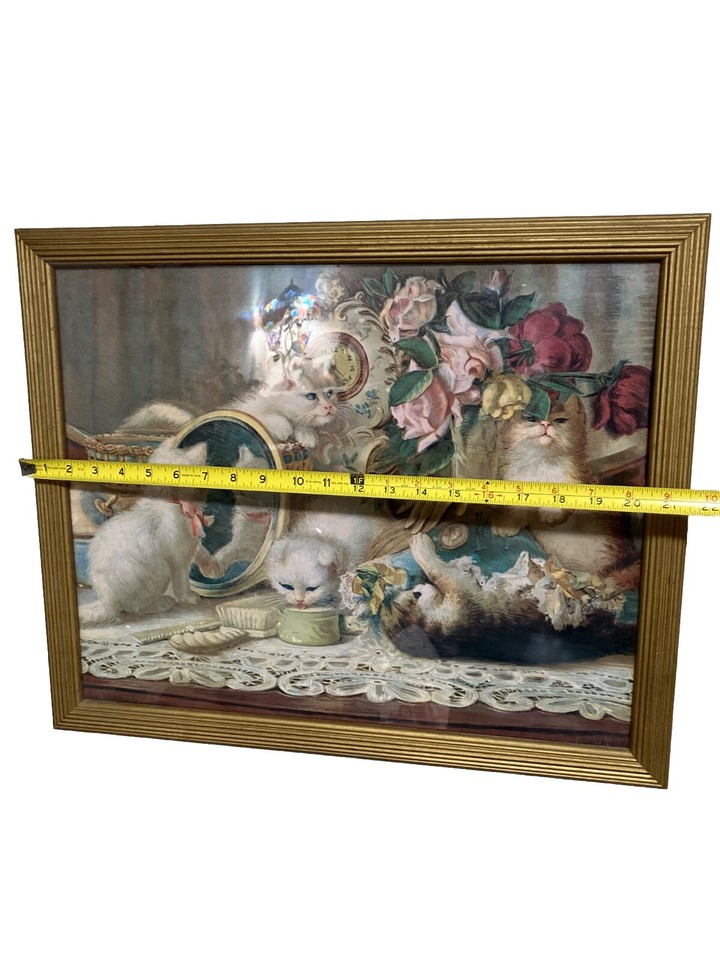 Antique VICTORIAN Cat Picture "The Five Senses" Victorian ...