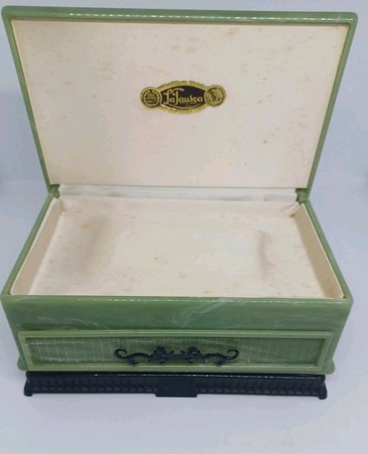 Vintage Green Jade Look Jewelry Trinket Box Cellulite Talisman 1940 | eBay