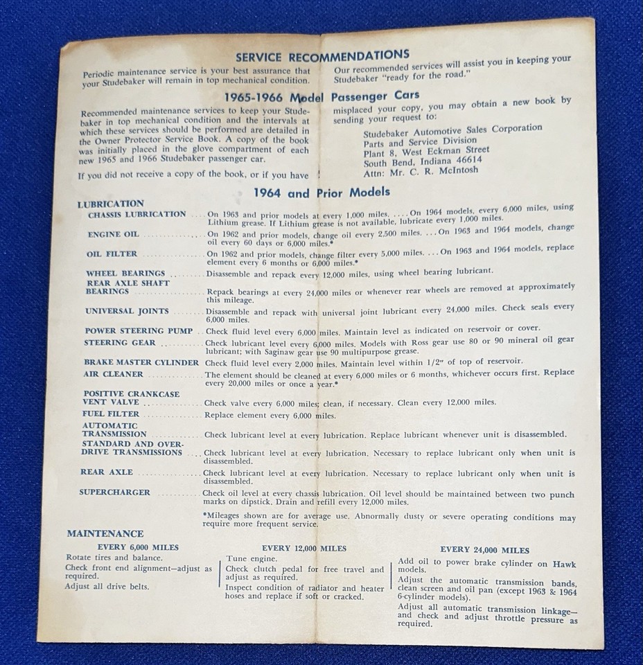 ORIGINAL 1966 STUDEBAKER Letter Closing Manufacturing W/Parts & Serv ...