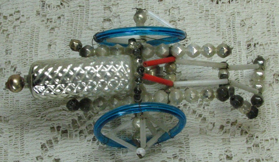 Victorian Mercury Glass Beaded Cannon Christmas Tree Ornament - Needs ...