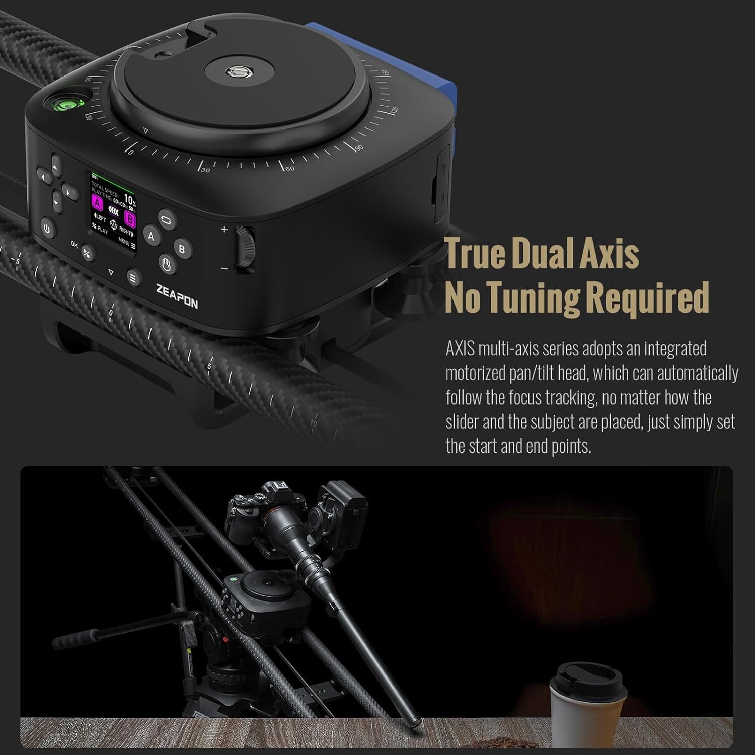 Zeapon AXIS 80 100 120 Pro Multi-axis Motorized Slider w/360° Panoramic ...